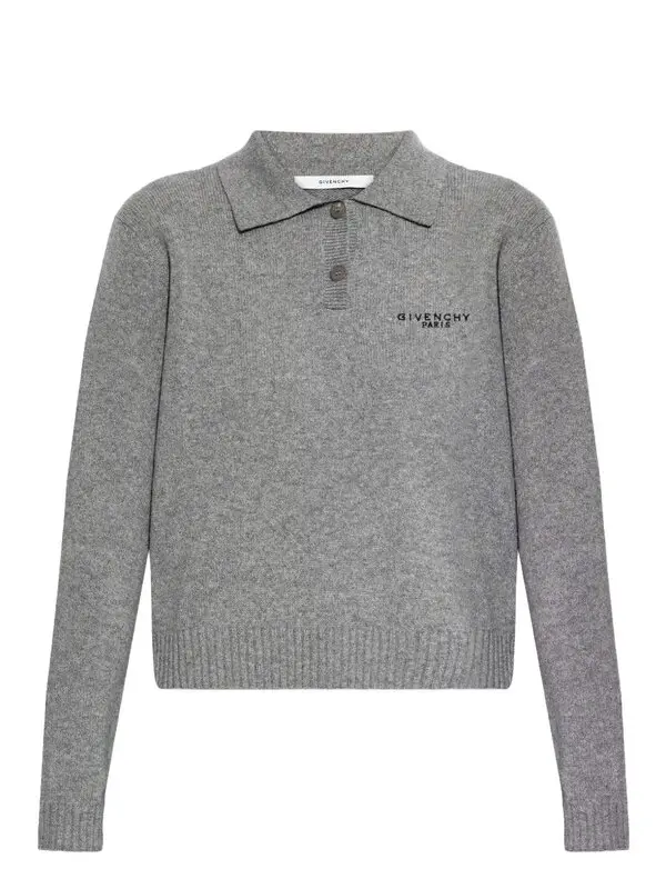 Givenchy Long-sleeve Polo Top - Grey