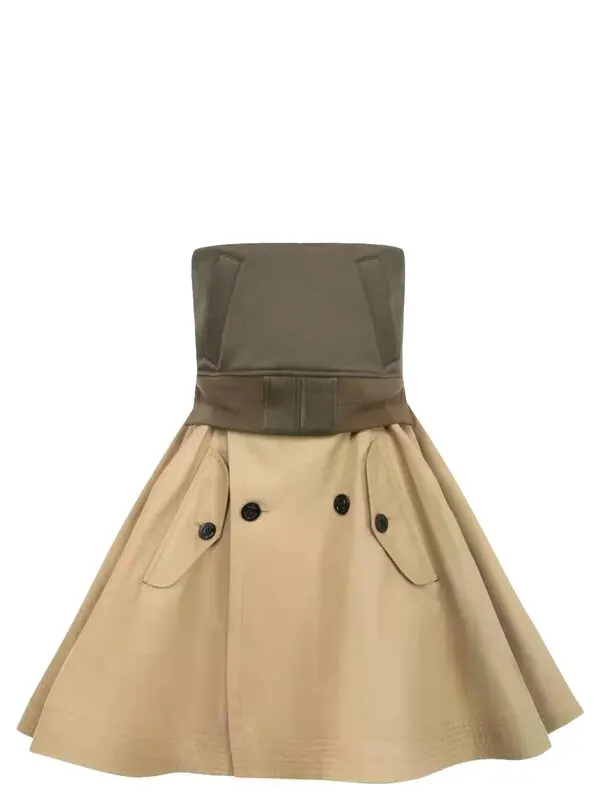 Sacai Strapless Panelled Mini Dress - Neutrals