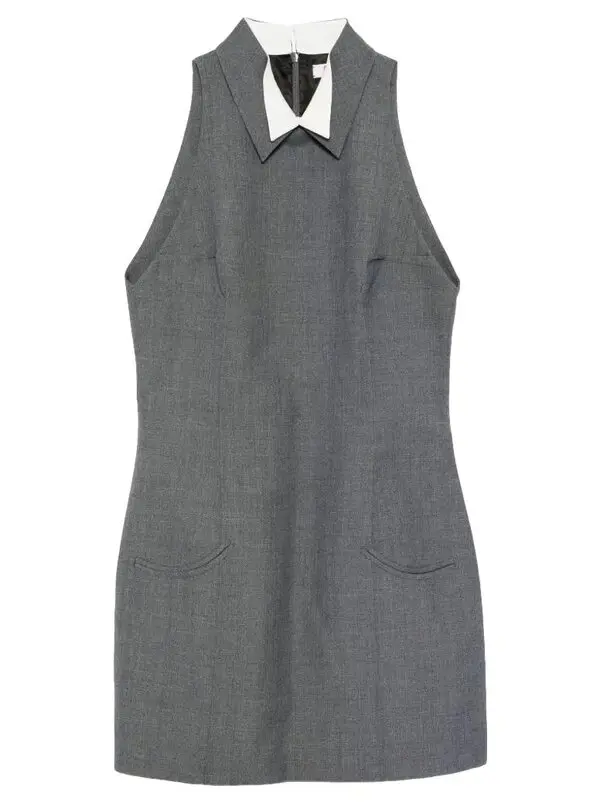 AO YES Contrast-collar Sleeveless Dress - Grey