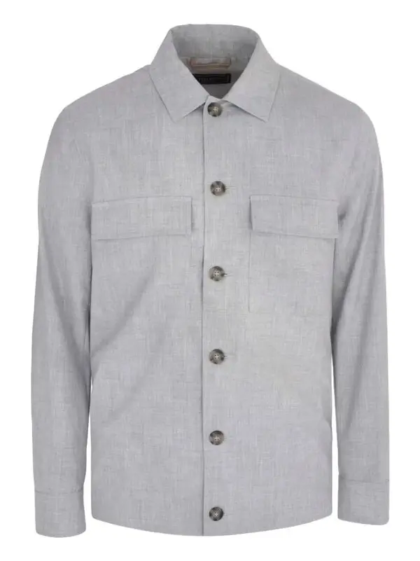 Peserico Slub-texture Button-pocket Jacket - Grey
