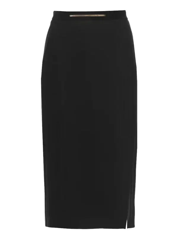 Elisabetta Franchi Jewel-plaque Side-slit Midi Skirt - Black