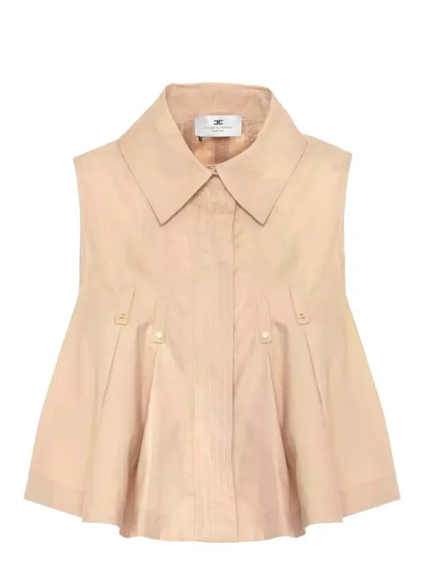 Elisabetta Franchi Pleated Cropped Shirt - Neutrals