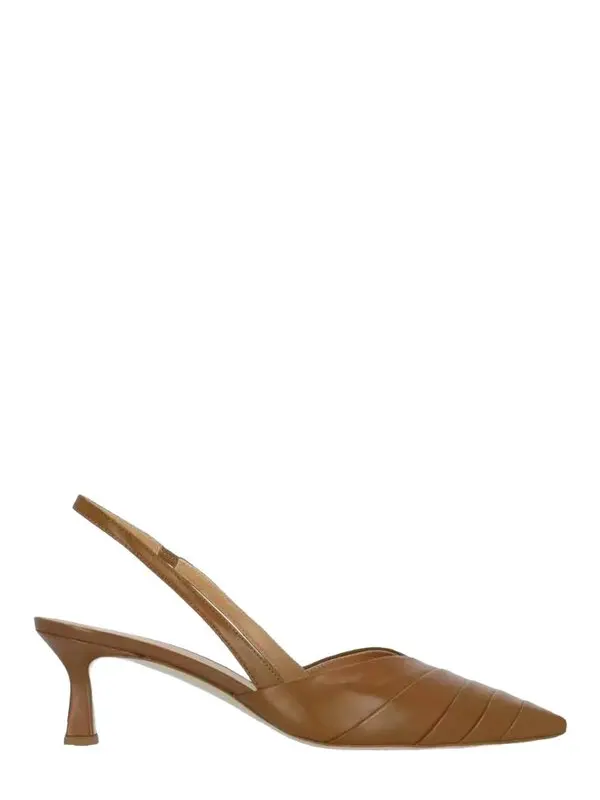 JULIE DEE Panelled Leather Slingback Pumps - Brown