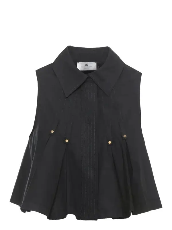 Elisabetta Franchi Pleated Cropped Shirt - Black
