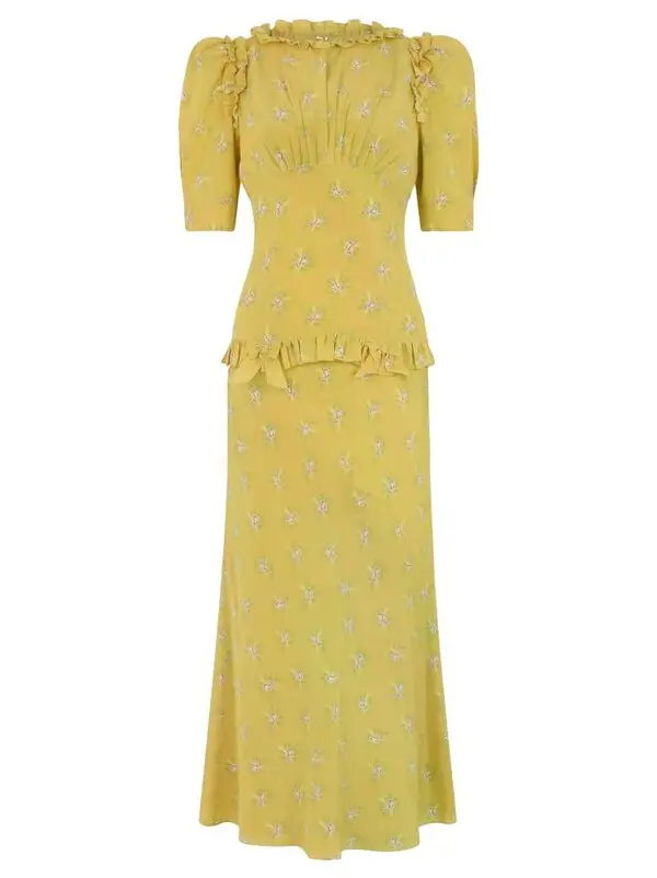 Alessandra Rich Floral-print Ruffled Dress - Yellow