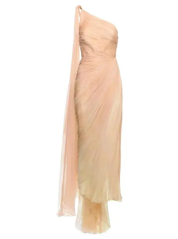 MARIA LUCIA HOHAN Florencia Plissé One-shoulder Gown - Pink