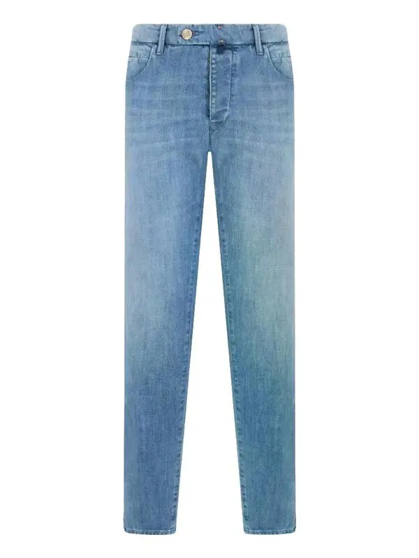 SLOWEAR Faded-effect Straight-leg Jeans - Blue