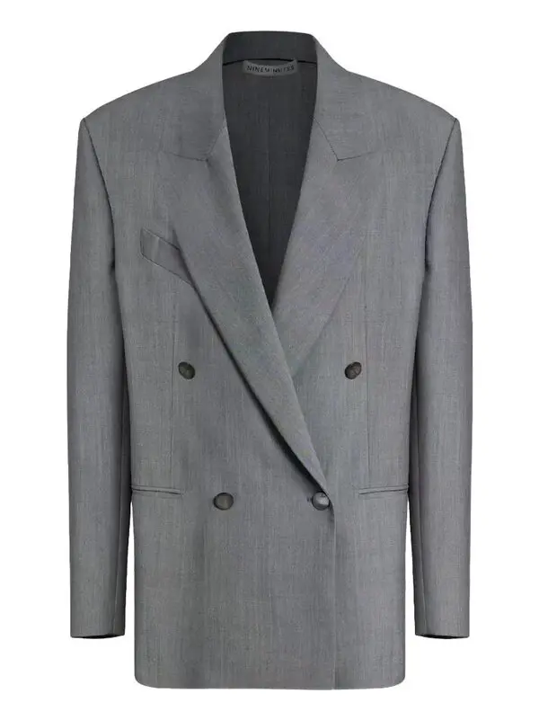 NINEMINUTES Double-breasted Peaked-lapel Blazer - Grey