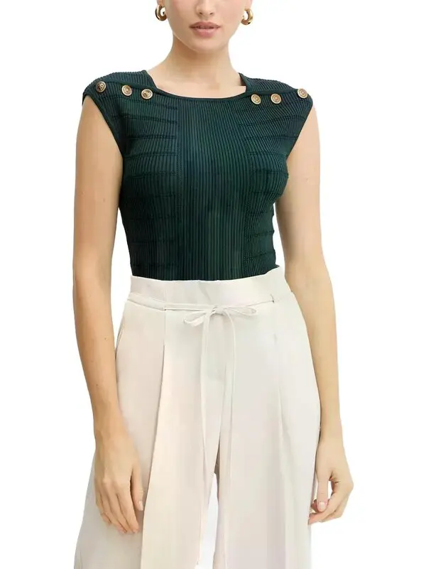 Guess Button Ribbed Top - Green