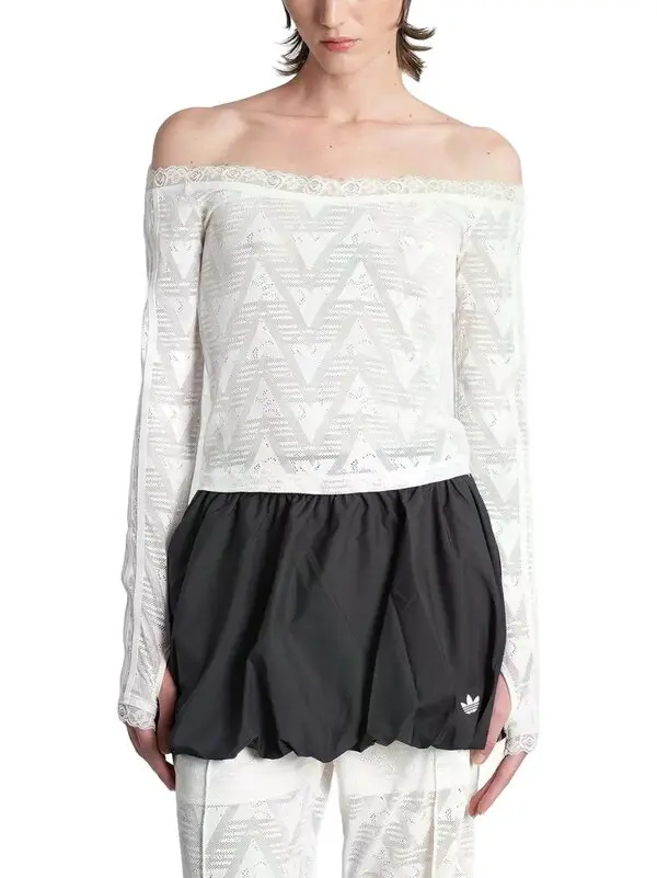 Adidas Lace Off-the-shoulder Top - White