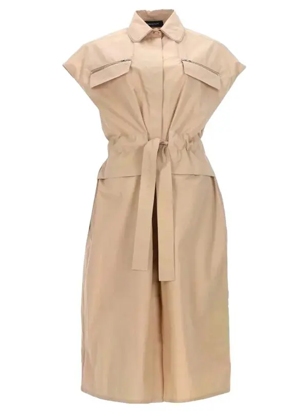 Fabiana Filippi Belted Zip-pocket Midi Dress - Neutrals