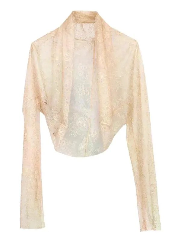 Alberta Ferretti Lace Effect Sheer Jacket - Neutrals