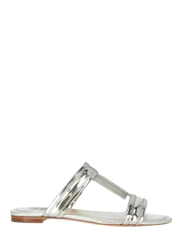 TOD'S Cushioned Leather Sandals - Silver