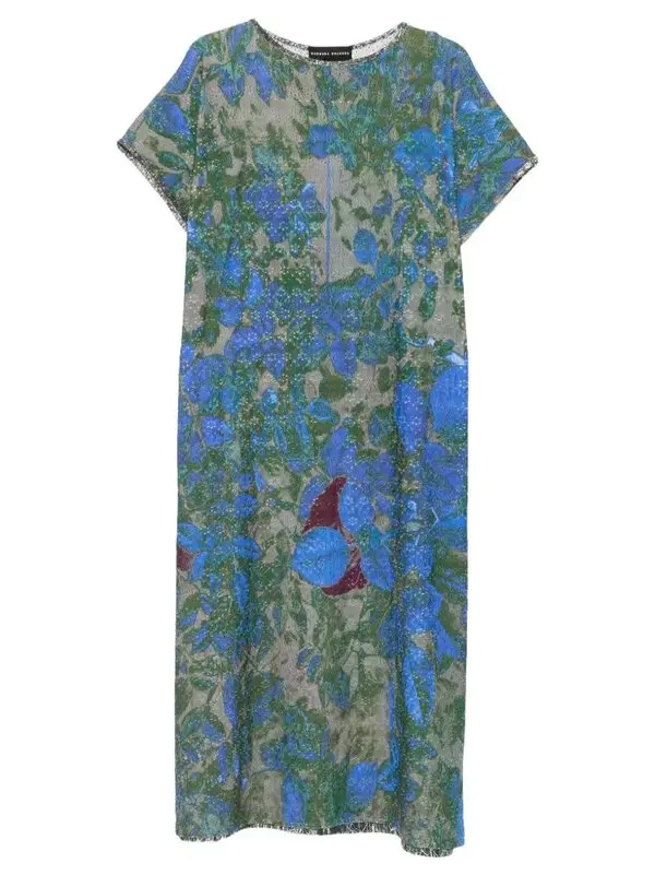 BARBARA BOLOGNA Abstract-print Perforated Dress - Blue