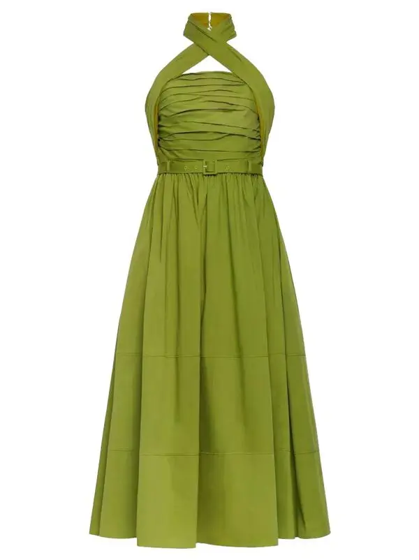Cinq À Sept Marcie Belted Halterneck Midi Dress - Green