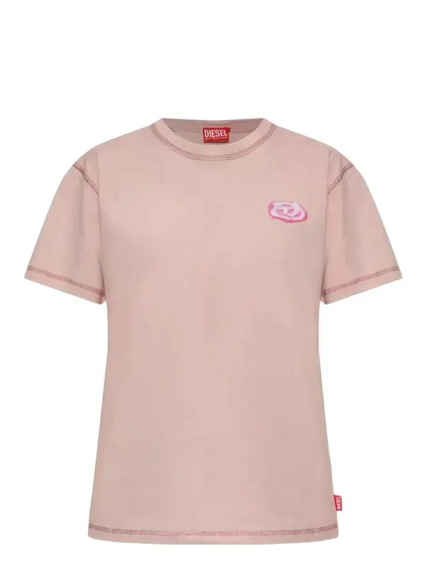 DIESEL® T-normy Topstitch Logo T-shirt - Pink