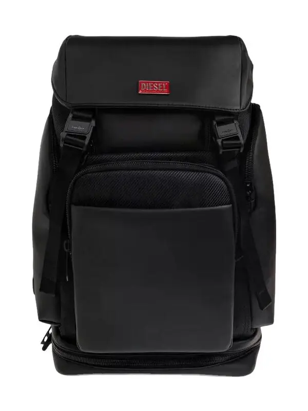 DIESEL® Logo-plaque Buckle-fastening Backpack - Black