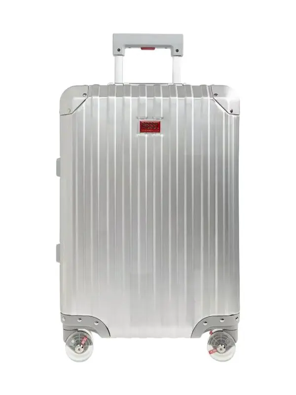 DIESEL® Ribbed-texture Suitcase With Logo Plaque - Silver