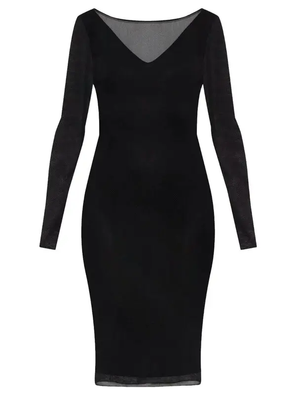 Max Mara Sheer-sleeved Midi Dress - Black