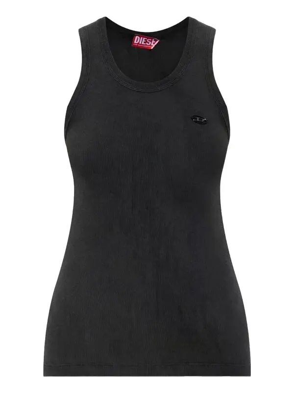 DIESEL® Logo-plaque Ribbed Tank Top - Black
