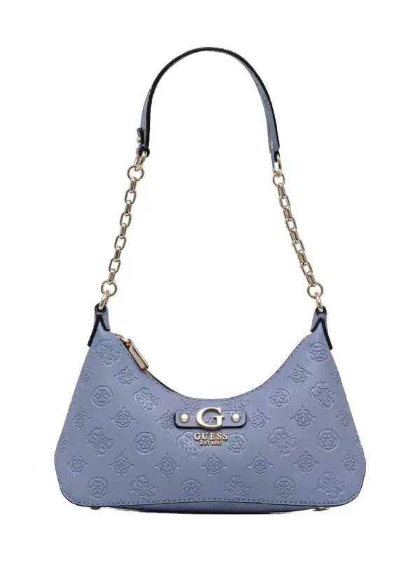 Guess Dita Debossed-logo Shoulder Bag - Blue