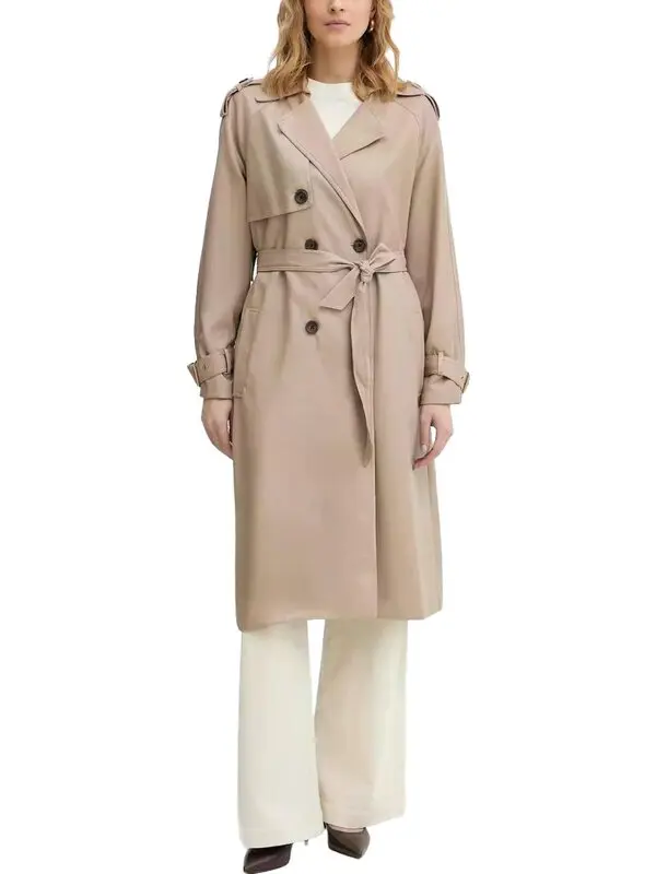 Guess Double-breasted Belted Trench Coat - Neutrals