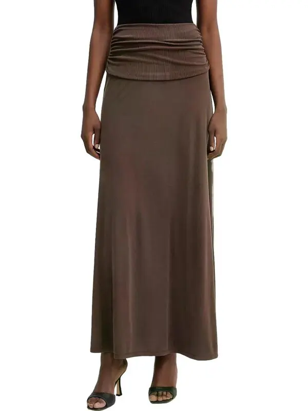 Guess Milena Gathered-detail Midi Skirt - Brown
