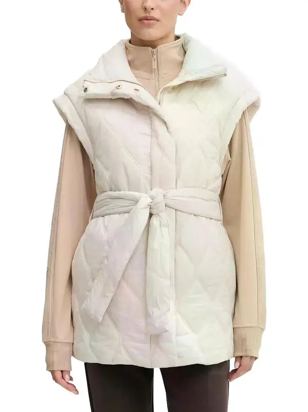 Guess Quilted Gilet With Detachable Waist Tie - Neutrals