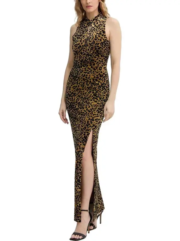 Guess Leopard-print Velvet Gown - Brown