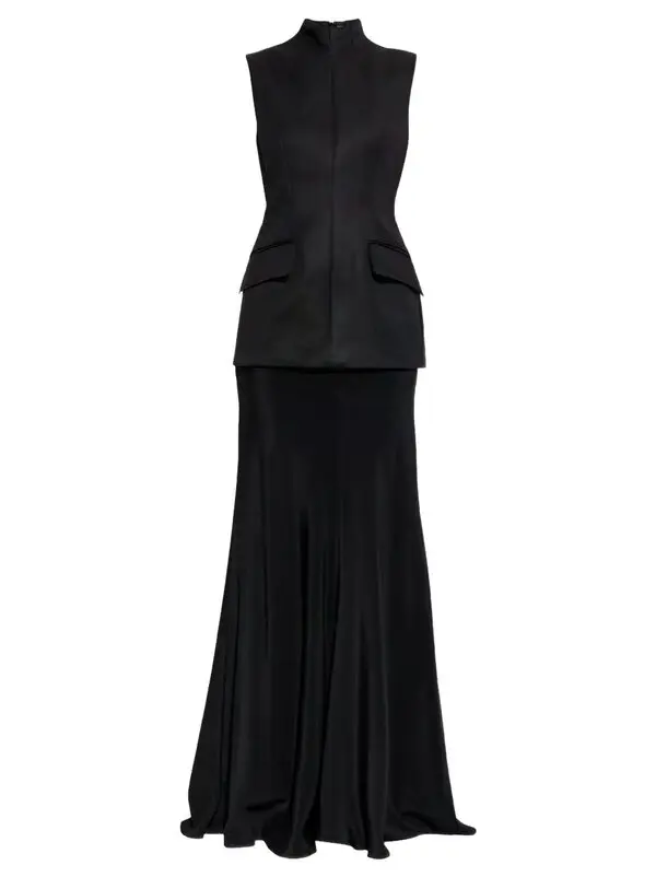 Sportmax Cileno Satin Midi Dress - Black
