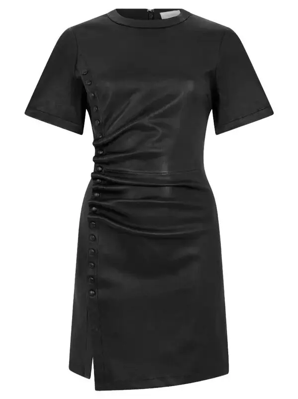 Rabanne Button-embellished Gathered Dress - Black