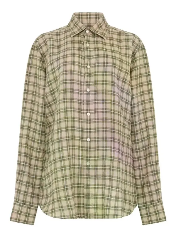 SLOWEAR Check-pattern Long-sleeve Shirt - Neutrals