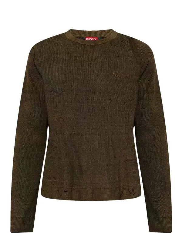 DIESEL® K-daianas Distressed Crew-neck Sweater - Green