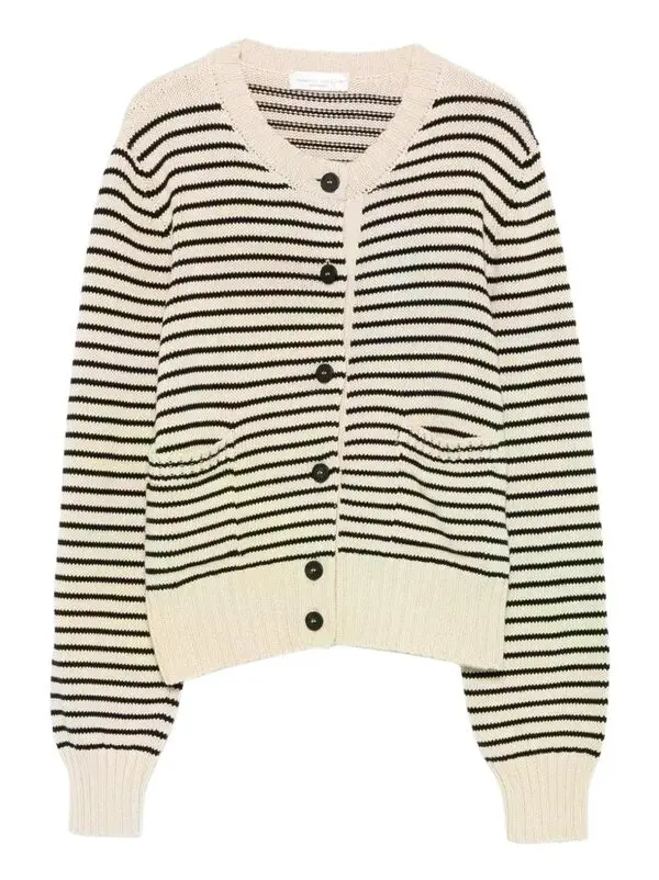 ROBERTO COLLINA Striped Cardigan - Neutrals