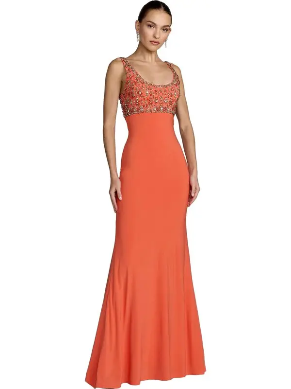 Mac Duggal Embellished Jersey Gown - Coral