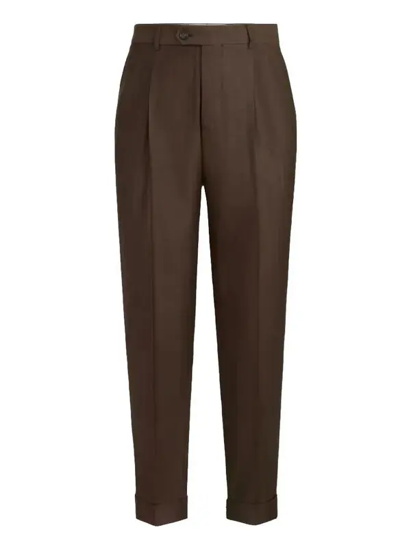 Brunello Cucinelli Virgin Wool And Cashmere Pleated Trousers - Brown