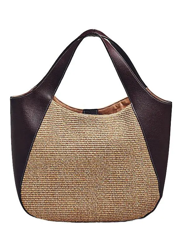 Anthropologie Sonia Raffia Tote Bag - Chocolate