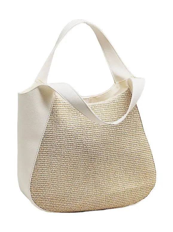 Anthropologie Sonia Raffia Tote Bag - White
