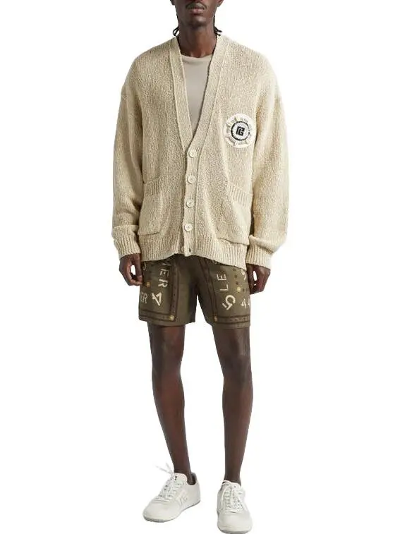 Balmain Club Printed Satin Shorts - Uix Khaki/multi