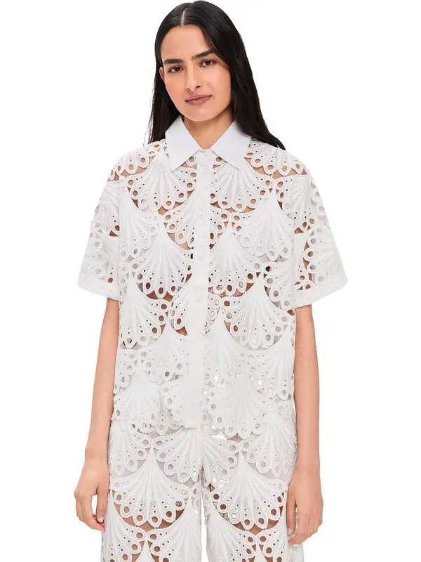 MEIMEIJ Lace Button-down Top - Latte