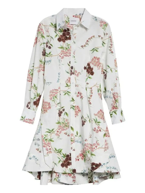 Erdem Chintz Floral Organic Cotton Poplin Shirtdress - French Chintz Multi White