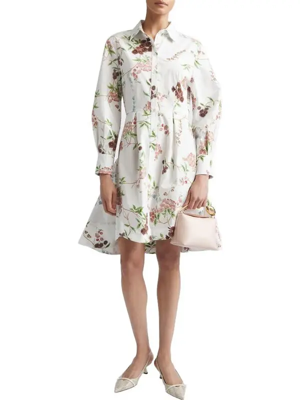Erdem Chintz Floral Organic Cotton Poplin Shirtdress - French Chintz Multi White