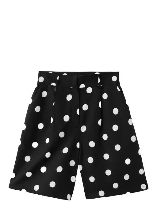 Mango Polka Dot Print Shorts - Black