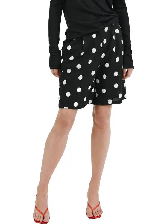 Mango Polka Dot Print Shorts - Black