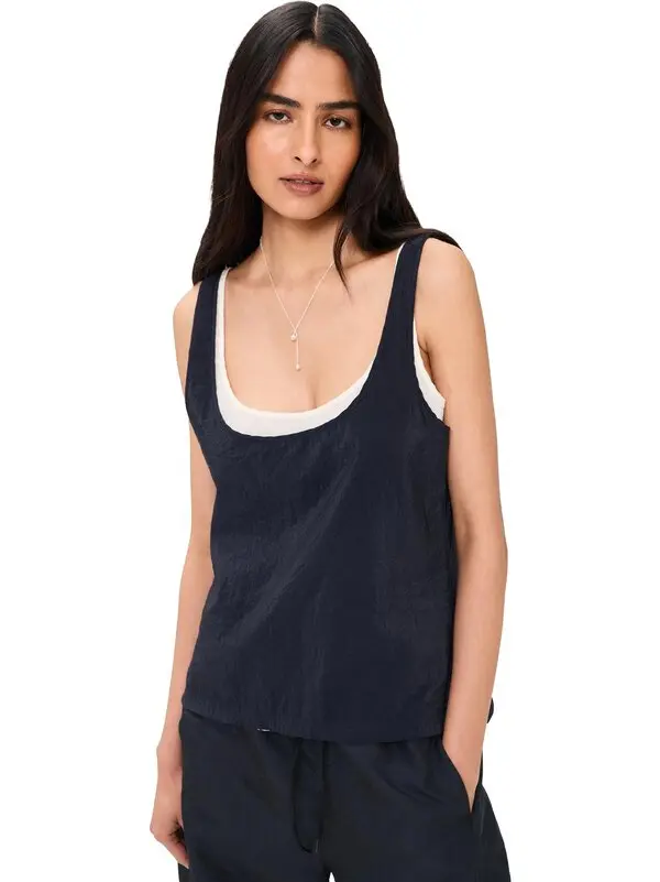 LA LIGNE Double Layer Scoop Tank - Navy/ivory