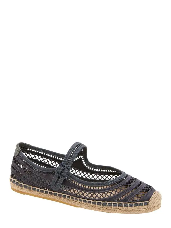 Tory Burch Open Weave Mary Jane Espadrille Flat - Bluestone