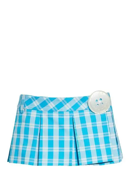 Sandy Liang Satsuma Pleated Plaid Miniskort - Blue Multi