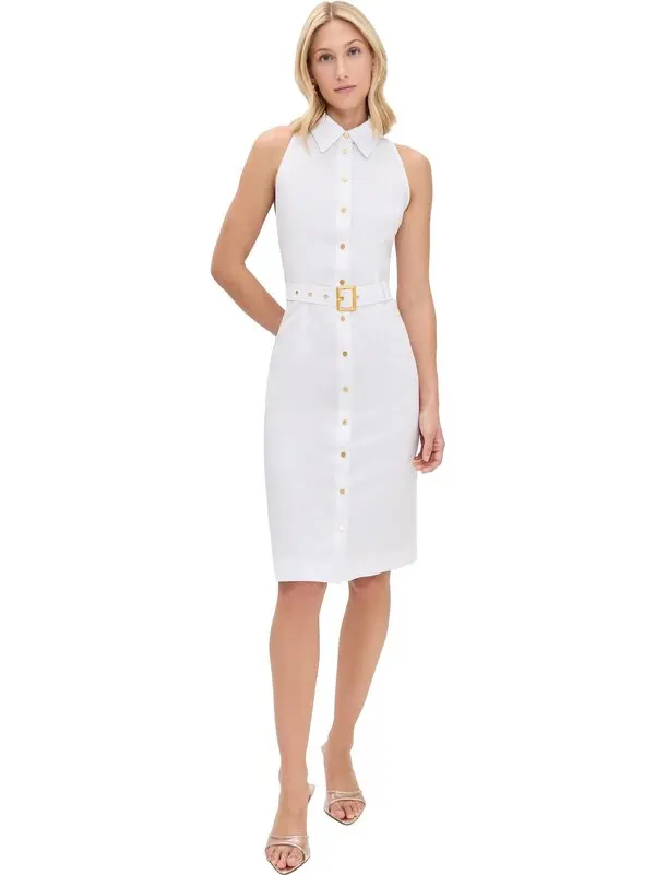 L'Agence Lisette Sleeveless Buttondown Dress - White