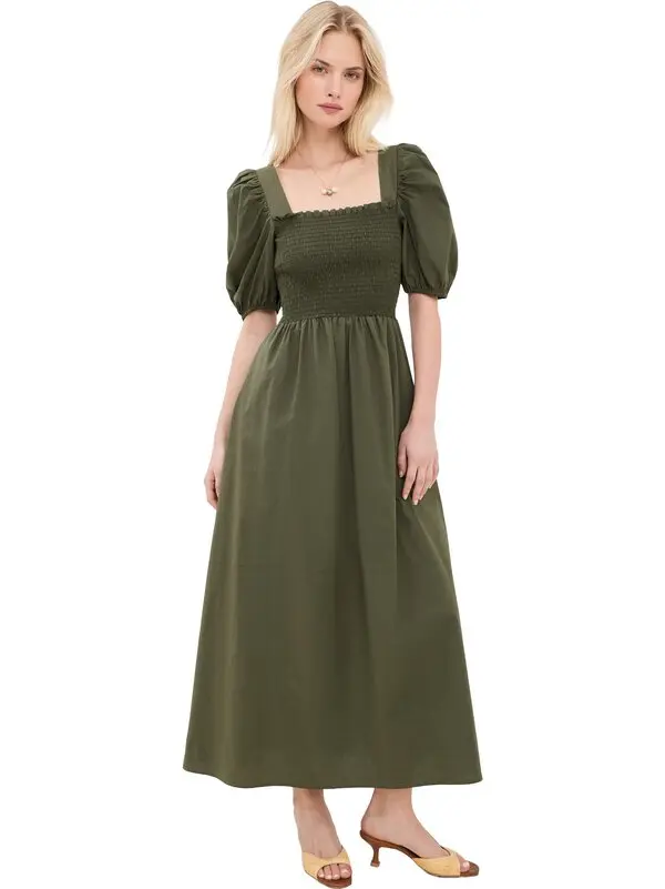 LE BOP X Mally K. Goldman Bristol Midi Dress - Olive