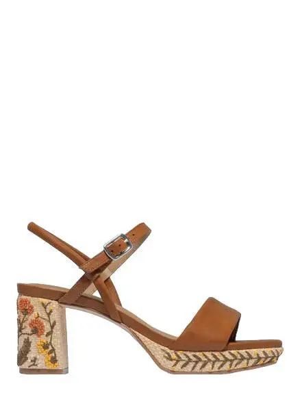 Bernardo Canto Embroidery Platform Sandal - Luggage